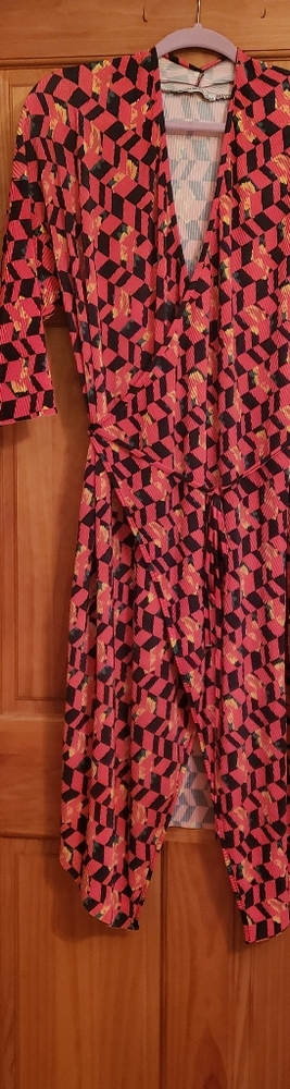 Modern Pattern Wrap Dress - Gem